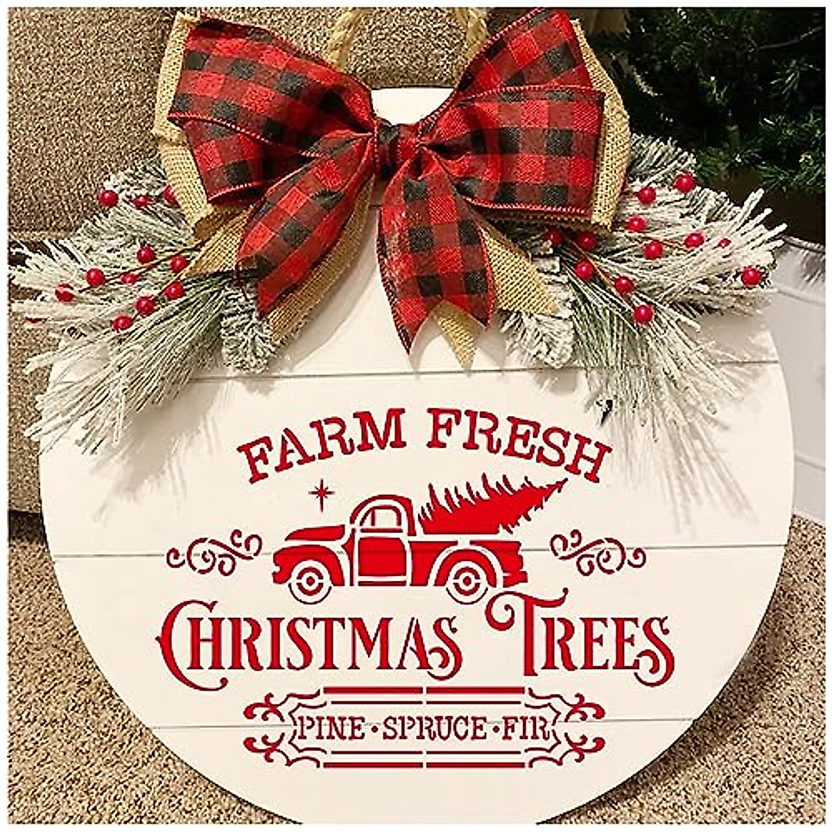 10 Pieces Christmas Stencils Reusable, 8 X 11 Inch Holiday Farm Fresh Christmas Tree Stencils for Painting on Wood Sign DIY Crafts Fabric Canvas Winter Decor (10pcs A4 chrismtas-old)