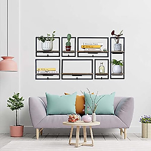 Cocoyard Floating Shelves, Wall Mounted Shelf, Set of 2. Modular Wall Shelf Set. Perfect for Living Room Bedroom Bathroom. Great Gift Ideas for Plant Lovers (Black, 8.1" W x 4.9" D x 23.6" H)