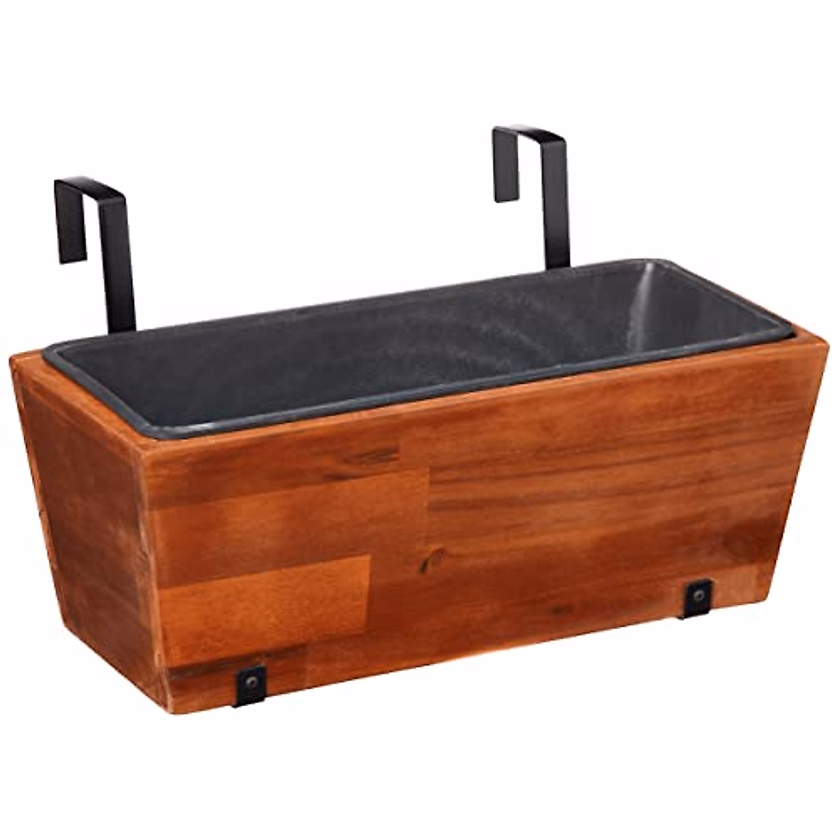 Amazon Aware Acacia Wood 18-Inch Hanging Rectangular Garden Planter, Brown, 2-Pack