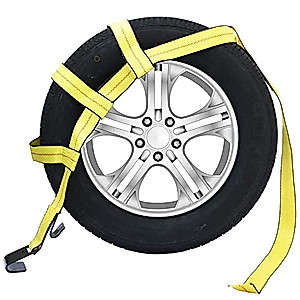 Robbor Tow Dolly Basket Straps with Flat Hook Heavy Duty Car Dolly Straps Universal Fit Most 14"-19" Wheels 10,000Lbs Webbing Break Strength Tire Bonnet