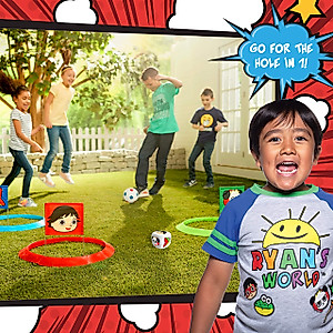 Franklin Sports Ryan's World Kids Soccer Golf Set with 1 Soccer Ball & 3 Targets with Flags - 20" Targets