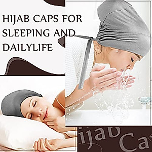 6 Pcs Hijab Scarf for Women Hijab UnderCap Hijab Cap Underscarf Adjustable Under Scarf Hat Islamic Muslim Scarf Caps with Tie Back Closure
