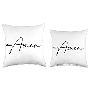 truth+ware by C & J Tees Amen Pray Simple Lettering Tee Throw Pillow, 16x16, Multicolor