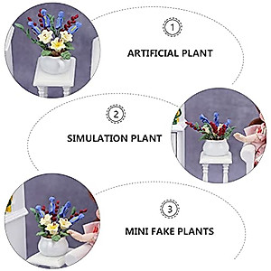 VALICLUD Mini White Pot Green Plant Flower Ornaments Desktop Accessories Tabletop Accessories Supplies Flower Model Mini Fake Plants Mini Plant Decor Resin Flower Decoration Artificial