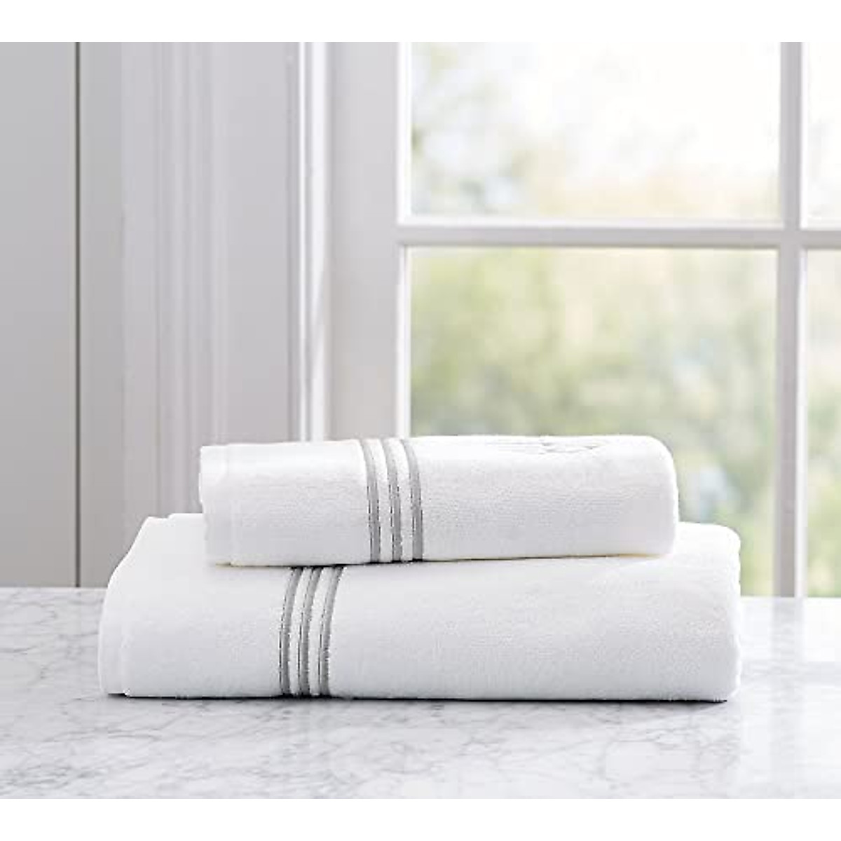 SIMPLI-MAGIC 79509 8-Piece Premium Set, 2 Bath, 2 Hand, 4 Wash Cloths, 100% Ring Spun Cotton Highly Absorbent Towels for Bathroom, Gym, Hotel, and Spa, (2) 27" X 54" (2) 16" x 30" (4) 13" x 13", Black