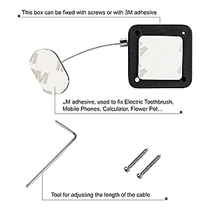 LORADAR Retractable Cable Lock with Double-Sided Adhesive, Remote Control Security Lock , Remote Control Anti-Lost Rope for TV, DVD, Hardware Cable Lock ，No More Searching for The TV Remote .