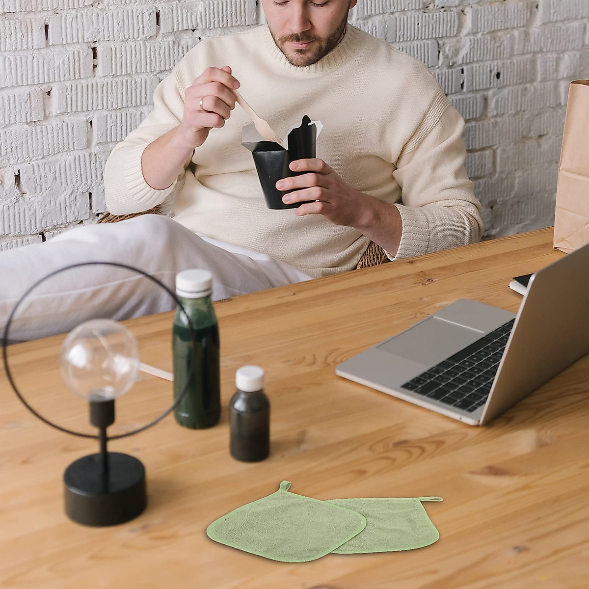 Pot Holders Heat Resistant Cotton Hot Pads: Green Oven Pot Holder with Loop Washable Coaster Potholder Dish Mats for Baking Cooking Kitchen Accessories 2pcs Hot Pads Pot Holders