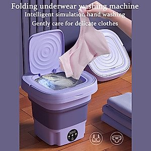 Portable Washing Machine, Mini Foldable Washer for Apartment, Laundry, Camping, RV, Travel, Underwear, Socks, Baby clothes, Lightweight and Easy to Carry (Purple)