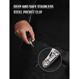 MecArmy EK3R EDC Pocket Folding Knife, Swedish SANDVIK 12C27 Steel Blade Hollowed-out Drop Blade Design, Stainless Steel Handle Pocket Clip, Outdoor Portable Camping Hiking Knife(Skull)