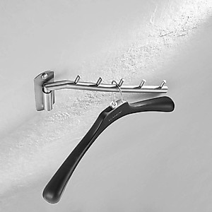 JQK Folding Clothes Hanger Rack, Stainless Steel Swing Arm Hook Holder, Clothing Hanging System Drying Closet Storage Organizer Brushed Finished Wall Mount, SHR100-BN