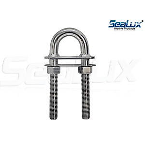 SeaLux Marine 3/8" Stock Fixed Welding Plate Bow Eye Stern Eye U-Bolt 4-1/2" Length with 3" Stud Length
