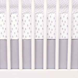 Trend Lab Modern Baby Crib Bedding Set for Boys or Girls | Simple Forest 4 Piece Nursery Décor Quilt, 2 Fitted Crib Sheets, and Dust Ruffle Skirt - Grey, 80025