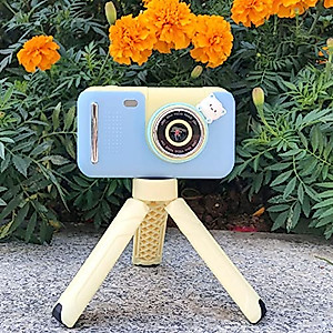 Jeanoko Kids Camera Dual Camera USB Charging Cartoon Kids Selfie Camera Inbuilt Puzzle Games with USB Cable Bracket User Manual for Home Outdoor Use