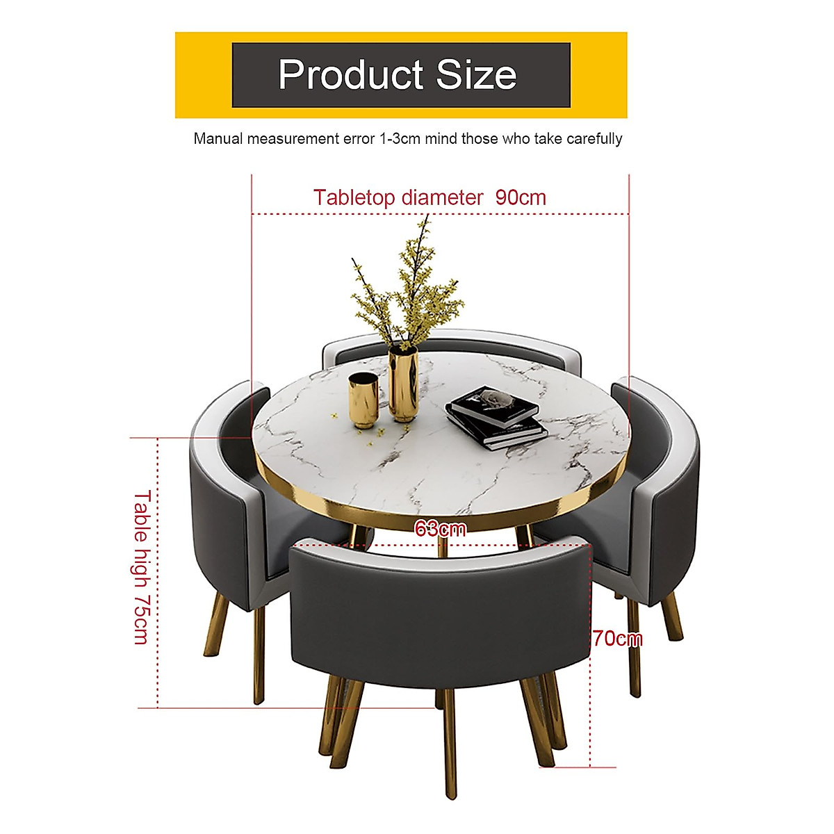 Office Reception Room Club Table and Chair Set Reception Table and Chair Combination Negotiation Table Office Shops Meetings Small Round Tables Office Conference Desk PU Faux Leather Chairs ( Color :