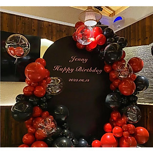 MEBAY Black Gold Red Balloons Garland Arch Kit, 141Pcs Latex Balloons Different Sizes 18 12 10 5 Inch for Party Decorations, Wedding Backdrop, Birthday, Baby Shower, Graduation