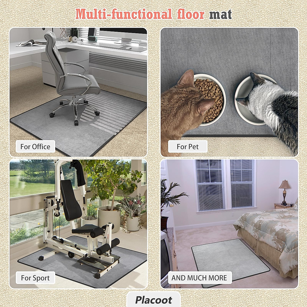 Heavy Duty Office Chair Mat for Carpet and Hardwood Floor Bohemian Desk Chair Mat Rug 36'' x 48'' Jacquard Woven Surface Floor mats for Office Home