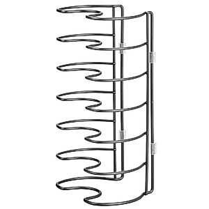 mDesign Metal Wire Pot/Pan Organizer Rack for Kitchen Cabinet, Pantry Shelves, 6 Slots for Vertical or Horizontal Storage of Skillets, Frying or Sauce Pans, Lids, Baking Stones - Graphite Gray