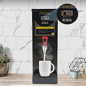 LOHISHILO Commercial Milk Frother 2000W 8L Electric Steam Milk Frothing Machine Steam Boiling Water Machine, Milk Foam Espresso Machine with LED Display for Coffee Milk Tea Dessert, Black