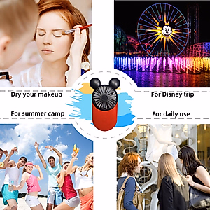 DecoLife Cute Personal Mini Fan, Handheld & Portable USB Rechargeable Fan with Beautiful LED Light, 3 Adjustable Speeds, Portable Holder, Perfect for Indoor Or Outdoor Activities, Cute Mouse (Blue)