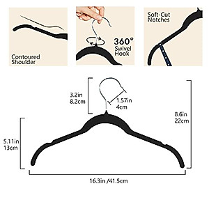 ATZJOY Velvet Shirt Hangers 30 Pack Non Slip Clothes Hangers Ultra Slim Space Saving Clothing Hangers for Coats, Suit, Shirt, Pants & Dress Clothes(Black)