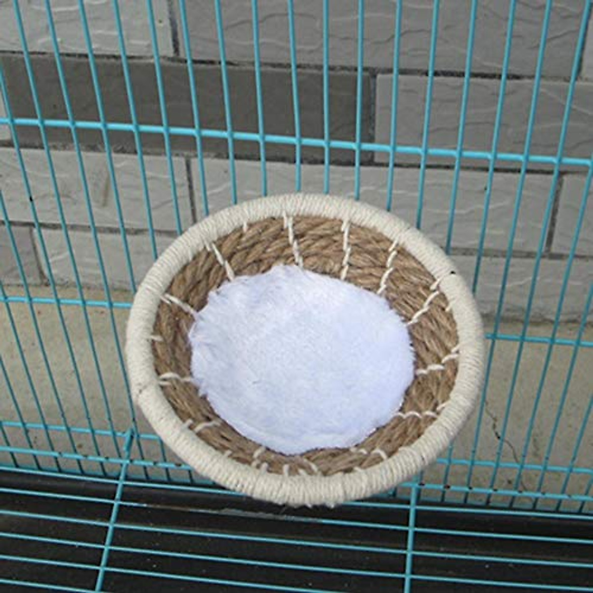 zswell Handmade Flax Rope Weave Bird Breeding Nest and Small Parrot Cage Hatching House Hut Nesting Box for Budgie Parakeet Cockatiel Parakeet Conure Canary Finch Lovebird