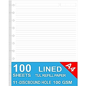 Letter Size Refills Paper, A4 Loose Leaf Paper for TUL Custom Note-Taking System Discbound Notebook Planner Inserts, 100 Sheets/200 Pages, White, 8.5 X 11 Inch