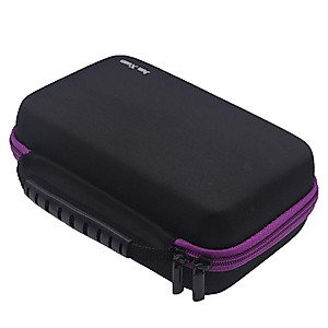 Jun Xuan New 3DS XL and 2DS XL Carrying Case - Fits Wall Charger - 16 Game Card Storage Holders, Hard Shell and Accessories Pocket - Black/Purple