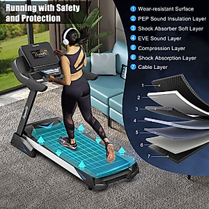 Goplus 4.75HP Folding Treadmill with 15% Auto Incline and APP, Commercial Heavy Duty Superfit Treadmill with 20 Preset Programs, Bluetooth Speaker, Soft Drop System, Pause, Running Machine for Home