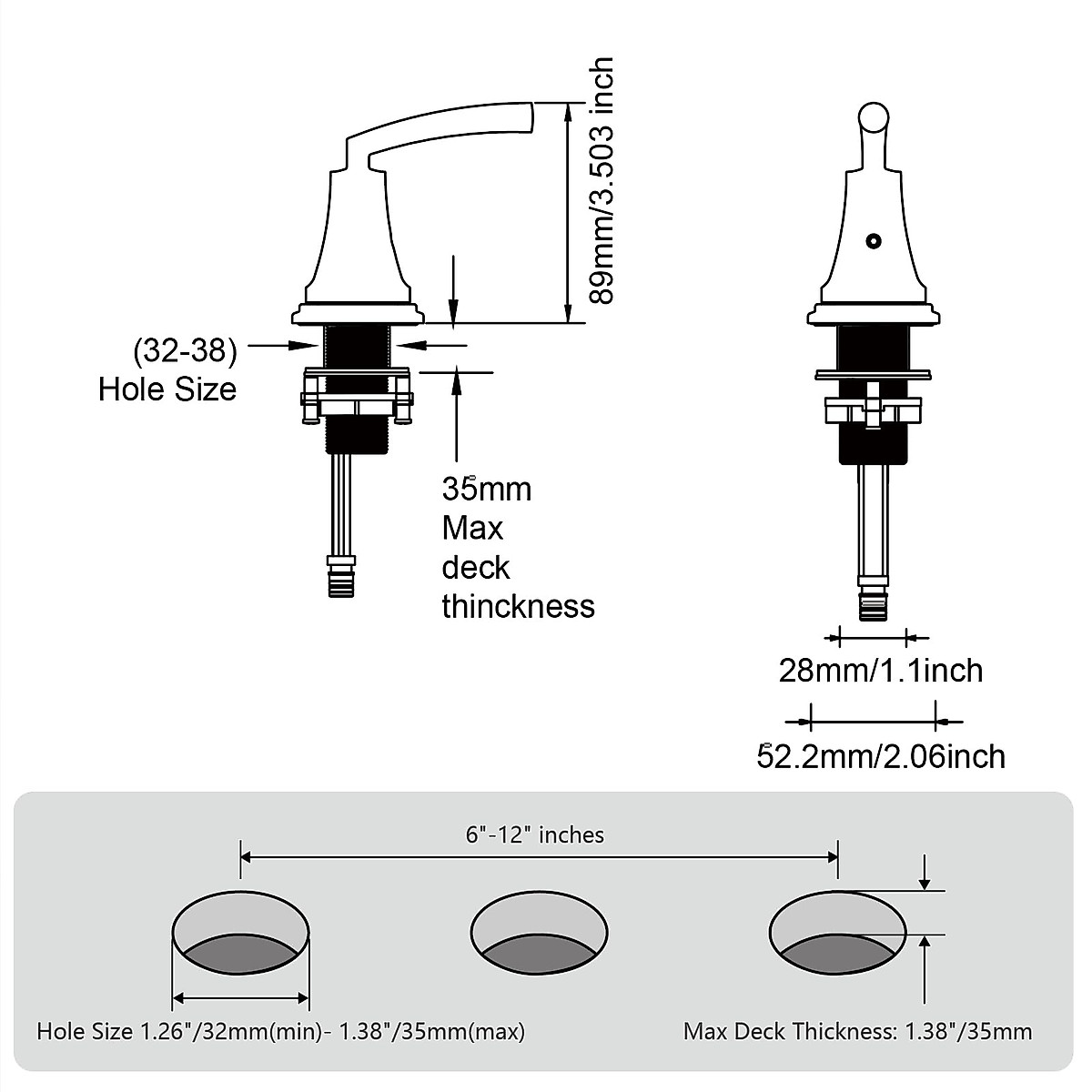 RKF Faucet- Replacement Lever Handles with Valve Faucet Accessory Faucet Parts Faucet Kit Chrome Polished B023