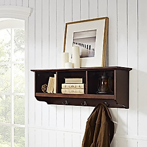 Crosley Furniture Brennan Entryway Hanging Storage Shelf, Vintage Mahogany