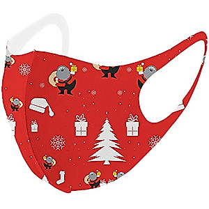 5PCS Black Face Mask Covers with Elastic Ear Loop Cover Full Face Anti-Dust, Unisex, Washable, Breathable, and Reusable (Adults Christmas)