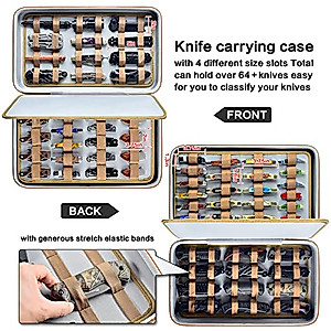 Knife Display Case for 66+ Pocket Knives, Butterfly Knife Storage Box, Folding Knives Organizer Holder, Knives Collection Protector Carrier for Survival, Tactical, Outdoor, EDC Mini Knife (Bag Only)