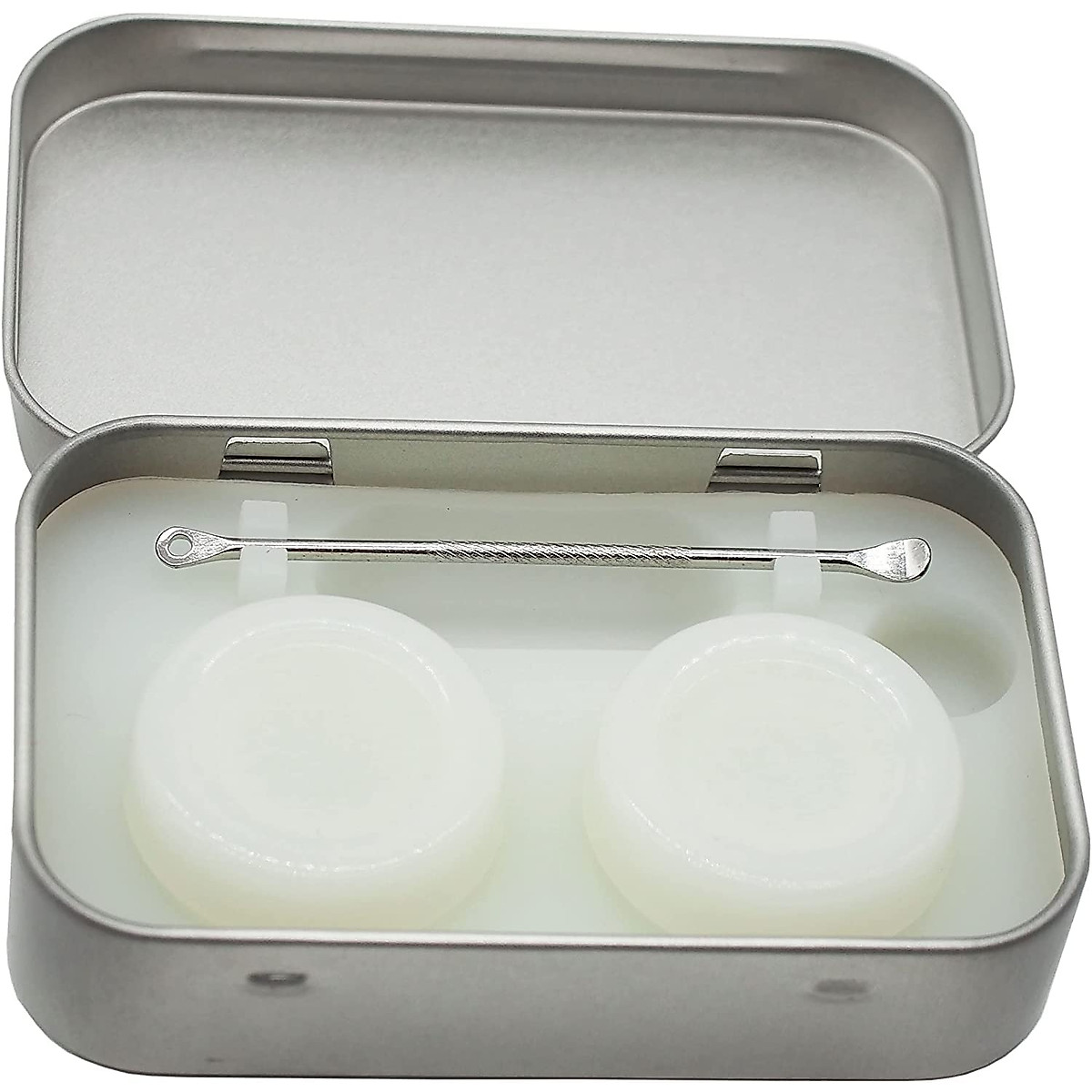 vitakiwi Portable 5ml Wax Silicone Containers Jars Non-stick with Stainless Steel Spoon and Tin Carrying Box, Multi-color (Set of 5)