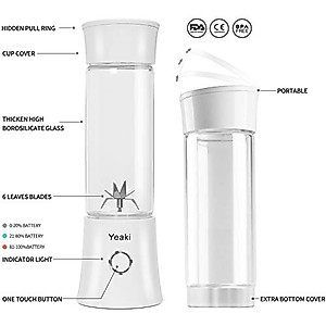 Yeaky Portable Blender, Mini Personal Blender with Detachable Base and USB Rechargeable, 16oz Juicer Cup for Shakes and Smoothie, Especially for Baby Food, Home Outdoor Office and Travel(white, 16oz)