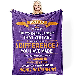 2023 Retirement Blanket Gift for Him & Her - Happy Retirement 60"x50" Soft Throw - Perfect for Nurses, Police, Teachers, Colleagues, Bosses & Parents.
