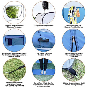 Leader Accessories Pop Up Shower Tent Dressing Changing Tent Pod Toilet Tent 4' x 4' x 78"(H) Big Size (Blue)
