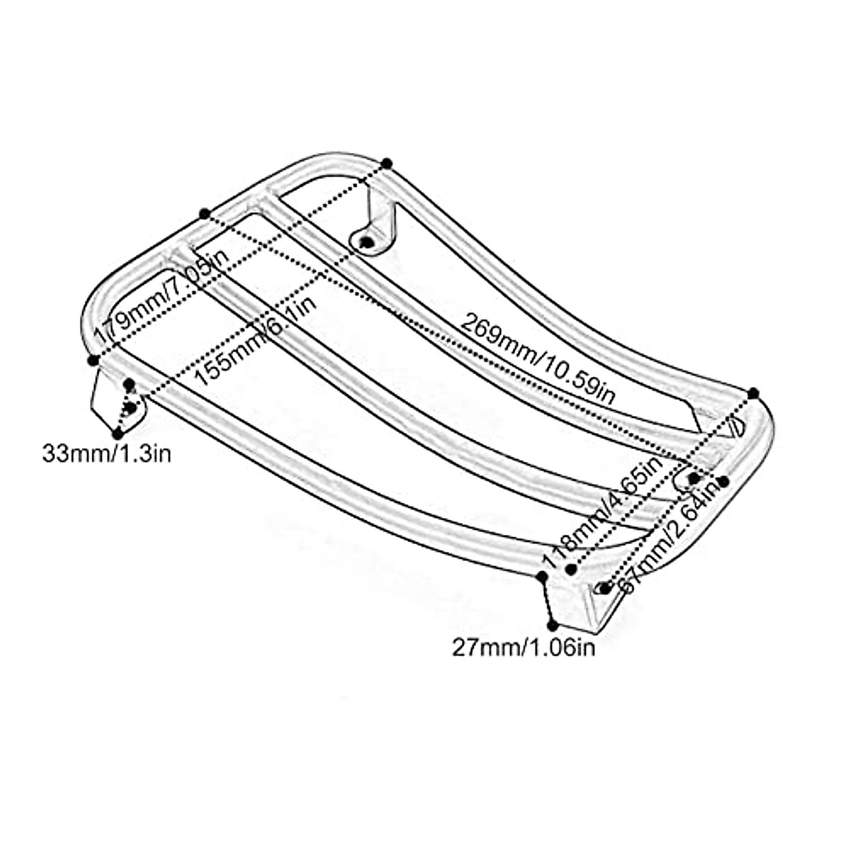 Motorcycle Scooter Footrest Luggage Rack Carrier for GTS 150 250 300 GTV 2017-2022 (Black)