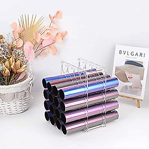 Vinyl Roll Storage 40-Holes Vinyl Storage Rack for Craft Room Vinyl Roll Holder for up to 40 Vinyl Rolls, Acrylic Material (2-Pack)