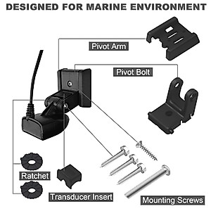 7400931 MHX XNT Transducer Bracket, Transducer Mount for XHS model transducers, Transom Mounting Hardware Kit Compatible with XNT 9 20, XNT 9 20 T, XNT 9 QB 90 T, XNT 9 QB 90, XNT 9 SI 180 T, Black
