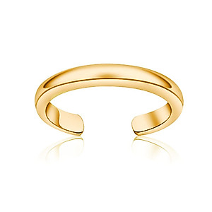 Hoops & Loops Yellow Gold Flashed Sterling Silver High Polished Plain Simple Toe Ring