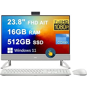 Dell Inspiron 5000 5410 24 All-in-One Desktop 23.8" FHD AIT InfinityEdge Touchscreen 12th Generation Intel 10-Core i5-1235U (Beats i7-1195G7) 16GB DDR4 512GB SSD USB-C HDMI FHD Camera Win11 White