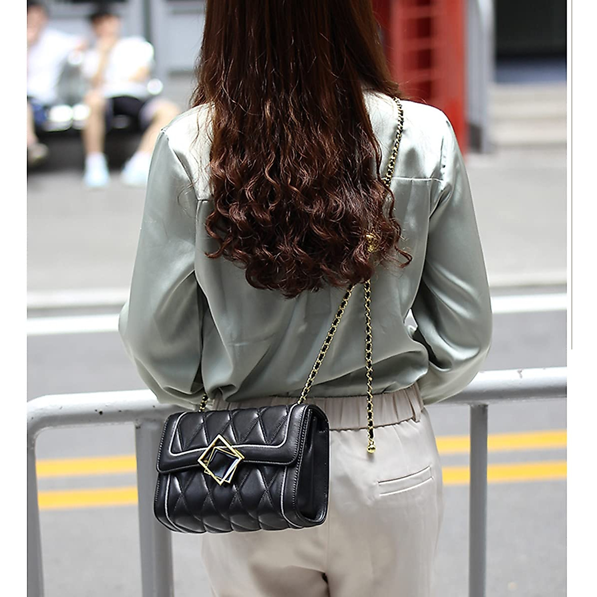 YXBQueen Black Crossbody Bags for Women Black Purses and Handbags Black Chain Purse Designer Handbags