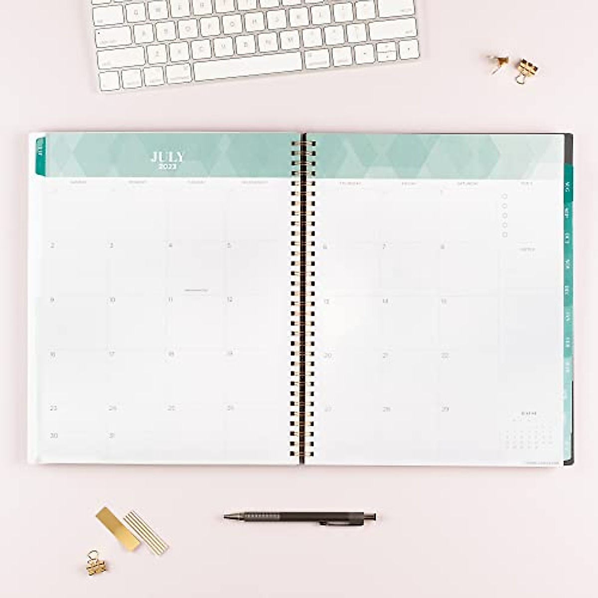 Blue Sky inkWELL Press for 2023-2024 Academic Year Weekly and Monthly Planner, 8.5' x 11', Flexible Cover, Wirebound, Ombre Diamond Charcoal (136451)