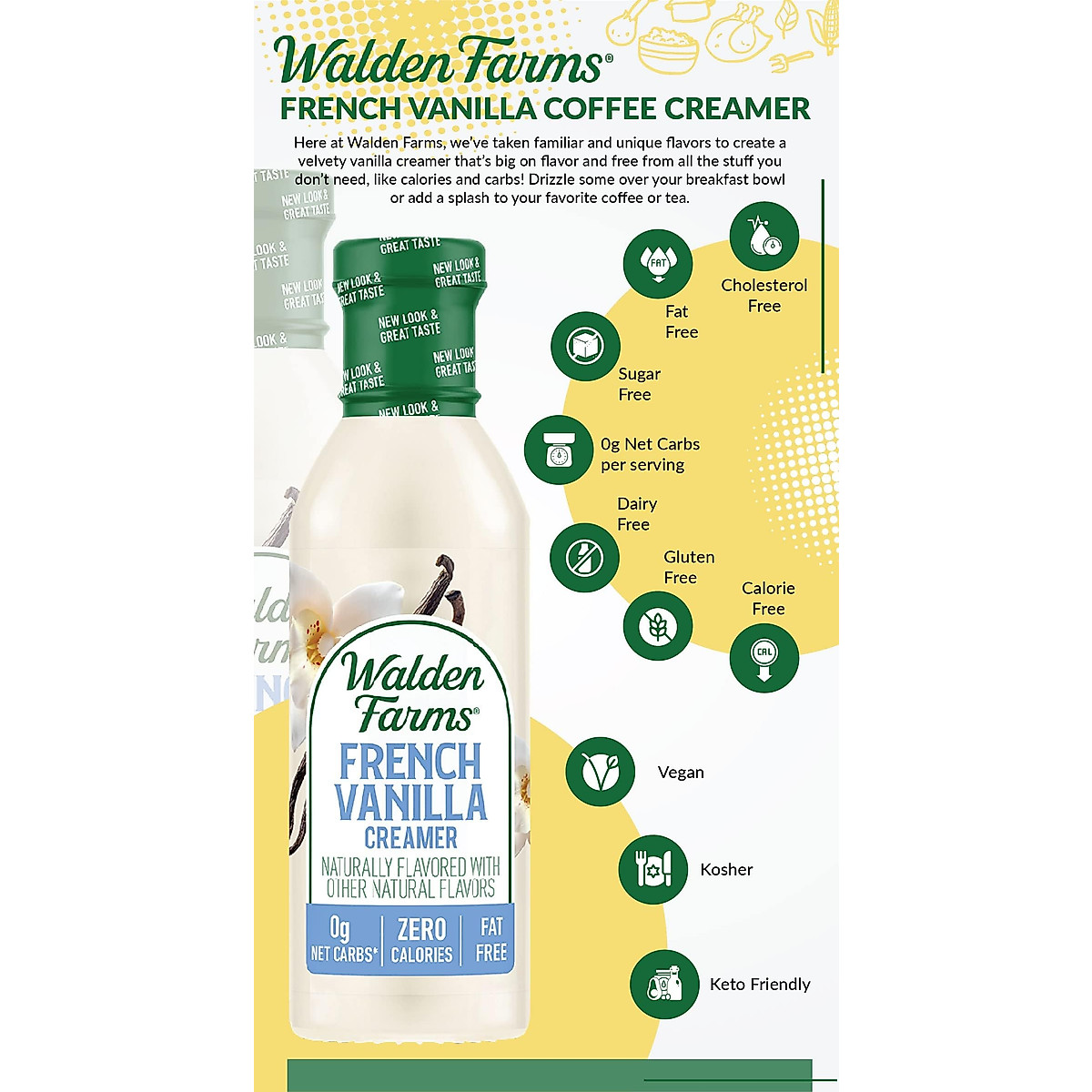 Walden Farms French Vanilla Calorie-Free Creamer, 12 Fl Ounce (Pack of 6)