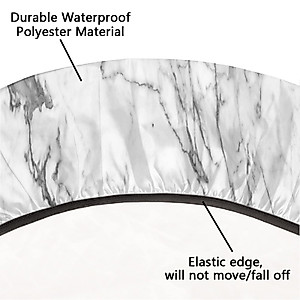 Stylish Marble Round Tablecloth with Elastic Edge,Modern Marble Print Fitted Table Cloth Waterproof Wipeable Round Table Cover for Dining Kitchen Party Indoor Outdoor Patio Table 36"-42" Diameter