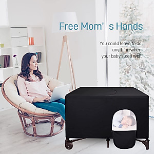 Kaitsece Crib Cover, Pack and Play Crib Canopy Cover, Stretchy Breathable Travel Crib Tent, Portable Blackout Tent for Indoor or Outdoor, Baby Netting Cover for Sleeping or Playing