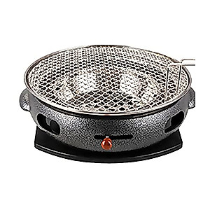 Cast Iron Charcoal Grill Burners Charcoal BBQ Grill Portable Tabletop Grill Food Charcoal Stove Household Barbecue Tools with Steel Grill Net Barbecues Burners (Color : Black, Size : 33x12cm)