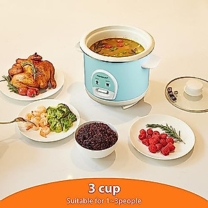 MOOSUM Electric Rice Cooker with One Touch for Asian Japanese Sushi Rice, 3-cup Uncooked/6-cup Cooked, Fast&Convenient Cooker with Ceramic Nonstick inner pot, Stainless Steel Housing and Auto Warmer