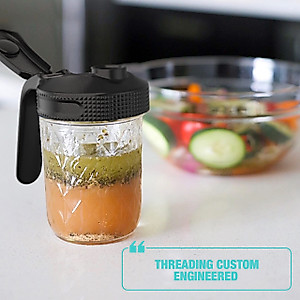Masontops Multi Pour Top Mason Jar Lid with Handle - Wide Mouth Mason Jar Pour Spout Lid Pourer - Ball Mason Jar Pitcher Lid with Handle and Flip Cap