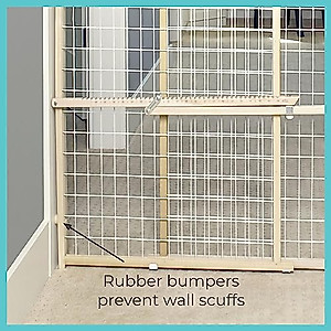 Toddleroo by North States 50" Wide Extra Wide Wire Mesh Baby Gate, Made in USA: Installs in Wide Opening Without damaging Wall. Pressure Mount. Fits 29.5"-50" Wide (32" Tall, Sustainable Hardwood)